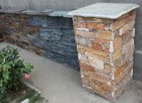 China Oyster Slate Wall Caps Natural Wall Top Stone Column Caps Pillar Caps 55x55x4-5cm for sale
