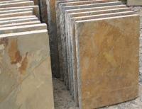 China Rusty Slate Wall Caps Natural Stone Pillar Caps 55x55x4-5cm Outdoor Column Top for sale