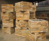 China Yellow Quartzite Column 40x40x30cm Natural Stone Pillar for Outdoor Gate for sale