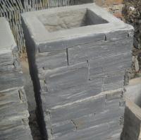 China Black Slate Column Natural Stone Pillar 40x40x30cm Outdoor Gate Pillar for sale