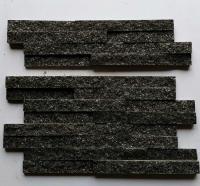 China Black Diamond Quartzite Thin Stone Veneer 600x150mm Natural Split Ledgestone for Wall Cladding for sale