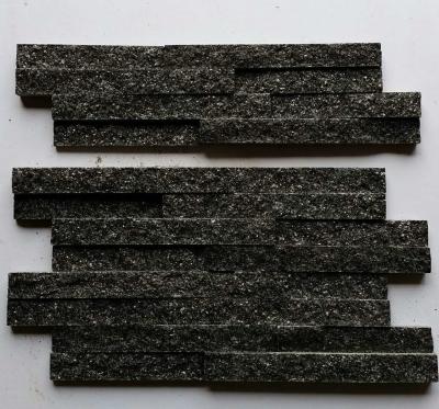 China Black Diamond Quartzite Thin Stone Veneer 600x150mm Natural Split Ledgestone for Wall Cladding for sale