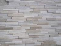 China White Wooden Marble 3D Culture Stone Ledgestone 600x150x15-25mm Wall Panel for sale