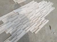 China White Wooden Marble 3D Culture Stone Ledgestone 600x150x15-25mm Wall Panel for sale