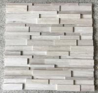 China White Wooden Marble 3D Culture Stone Ledgestone 600x150x15-25mm Wall Panel for sale