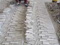 China White Wooden Marble Stacked Stone Veneer 600x150mm Serpeggiante Marble Ledgestone for sale