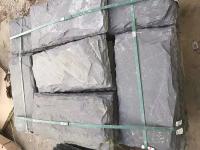 China Black Slate Wall Cap Stone 55x55x4-5cm Natural Outdoor Retaining Wall Tops for sale