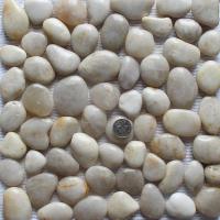 China White Pebble Mosaic 30x30cm Polished River Stone Sheet on Mesh for Landscaping for sale