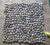 China White Pebble Mosaic 30x30cm Polished River Stone Sheet on Mesh for Landscaping for sale