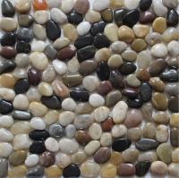 China Mixed Colors Pebble Mosaic 30x30cm River Stone Sheet on Mesh for Landscaping Decoration for sale