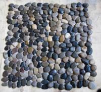 China Mixed Colors Pebble Mosaic 30x30cm River Stone Sheet on Mesh for Landscaping Decoration for sale