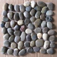 China Mixed Colors Pebble Mosaic 30x30cm River Stone Sheet on Mesh for Landscaping Decoration for sale