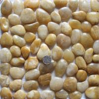 China Yellow Pebble Mosaic on Mesh 30x30cm Polished River Stone Sheet for Landscaping for sale