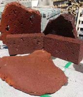 China Red Brown Lava Stone Random Flagstones 2.5-3.5cm Thickness for Wall Floor Decoration for sale