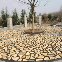 China New Yellow Slate Random Flagstones 2.5-3.5cm Thick Irregular Crazy Stones for Wall Floor Decoration for sale