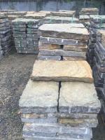 China New Yellow Slate Stepping Stones 60x30x3cm Natural Surface Split Edge Pavers for Garden Walkway for sale