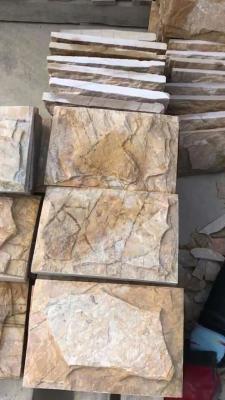 China New Yellow Slate Mushroom Stone Pillar Wall Cladding 30x15cm Natural Exterior Landscaping Stone for sale