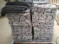 China Black Lava Meshed Flagstone 50x50cm Natural Basalt Wall Cladding Patio Stone for sale