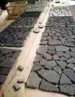 China Black Lava Meshed Flagstone 50x50cm Natural Basalt Wall Cladding Patio Stone for sale