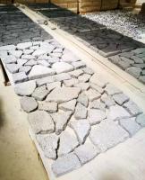 China Black Lava Meshed Flagstone 50x50cm Natural Basalt Wall Cladding Patio Stone for sale