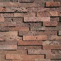 China Red Lava Stacked Stone Wall Panel 600x150mm Natural Basalt Culture Stone Veneer for sale