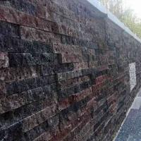 China Red Mixed Black Lava Stacked Stone Cladding 600x150mm Basalt Culture Stone Veneer for sale