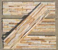 China New Oyster Split Face Slate Stone Cladding 600x150mm Yellow Quartzite Mini Stacked Stone for sale