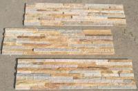 China New Oyster Split Face Slate Stone Cladding 600x150mm Yellow Quartzite Mini Stacked Stone for sale
