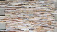 China New Oyster Split Face Slate Stone Cladding 600x150mm Yellow Quartzite Mini Stacked Stone for sale