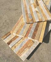 China New Oyster Split Face Slate Stone Cladding 600x150mm Yellow Quartzite Mini Stacked Stone for sale