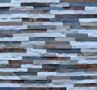 China White Quartzite Multicolor Slate Mini Stacked Stone Waterfall Ledgestone 600x150mm Real Stone Cladding for sale