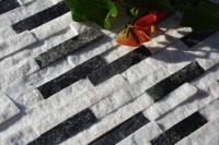 China White Black Quartzite Mini Stacked Stone,Waterfall Shape Ledgestone,Real Stone Cladding,Thin Stone Veneer for sale