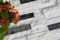 China White Black Quartzite Mini Stacked Stone,Waterfall Shape Ledgestone,Real Stone Cladding,Thin Stone Veneer for sale