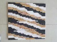 China White Black Quartzite Mixed Yellow Wooden Sandstone Mini Stacked Stone Waterfall Shape Ledgestone Stone Cladding 600x150x15mm for sale