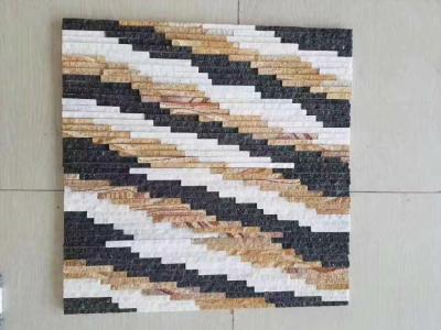 China White Black Quartzite Mixed Yellow Wooden Sandstone Mini Stacked Stone Waterfall Shape Ledgestone Stone Cladding 600x150x15mm for sale