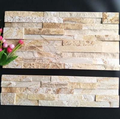China New Yellow Slate Stacked Stone Veneer 600x150mm Natural Split Ledgestone for Wall Cladding for sale