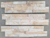 China New Yellow Slate Stacked Stone Veneer 600x150mm Natural Split Ledgestone for Wall Cladding for sale