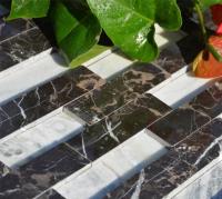 China Black White Marble Ledgestone 600x150mm Natural Stone Veneer for Wall Cladding for sale