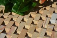 China Yellow Wooden Sandstone 3D Culture Stone Outdoor Cladding 600x150x15-25mm for sale