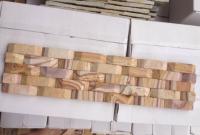 China Yellow Wooden Sandstone 3D Culture Stone Outdoor Cladding 600x150x15-25mm for sale