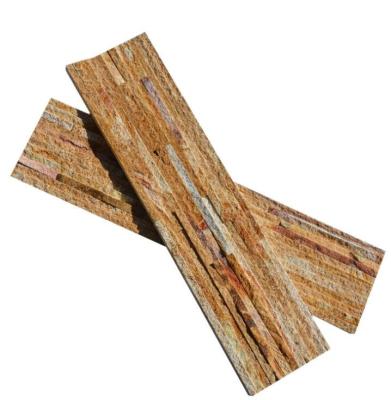 China Yellow Sandstone Waterfall Ledgestone Mini Culture Stone 600x150mm Thin Veneer for sale