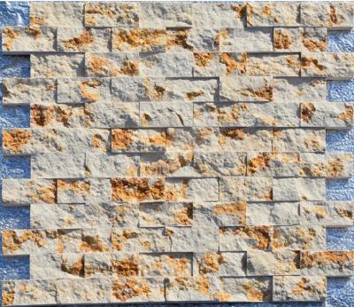 China Golden Yellow Marble Mosaic 305x305mm Natural Stone Wall Tile for Interior Decor for sale