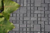 China Black Slate Mosaic Tile 305x305mm Natural Stone Wall Tile for Interior Decor for sale