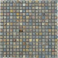 China Rusty Multicolor Slate Mosaic Wall Tile 305x305mm Natural Stone Mosaic for Interior Decor for sale
