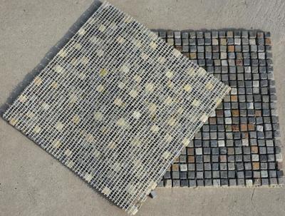 China Rusty Multicolor Slate Mosaic Wall Tile 305x305mm Natural Stone Mosaic for Interior Decor for sale