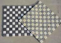 China Black Slate White Quartzite Mosaic Tile 305x305mm Natural Stone Wall Decor for sale
