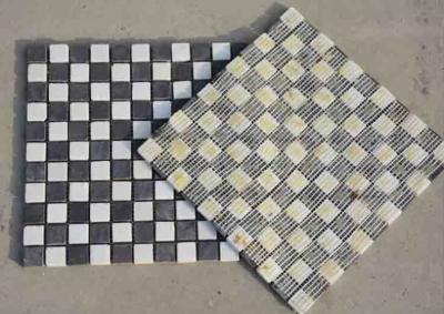 China Black Slate White Quartzite Mosaic Tile 305x305mm Natural Stone Wall Decor for sale