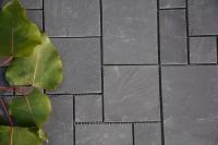 China Black Slate Mosaic Tile 305x305mm Natural Stone Wall Tile for Interior Decor for sale