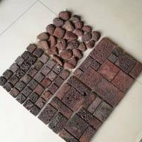 China Red Lava Stone Mosaic 305x305mm Natural Basalt Wall Tile for Interior Decor for sale