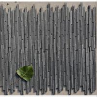 China Black Slate Mosaic Tile 305x305mm Natural Stone Wall Tile for Interior Decor for sale